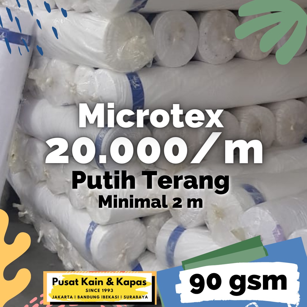 Jual KAIN POLOS PUTIH METERAN BEST SELLER BAHAN MICROTEX GROSIR ...