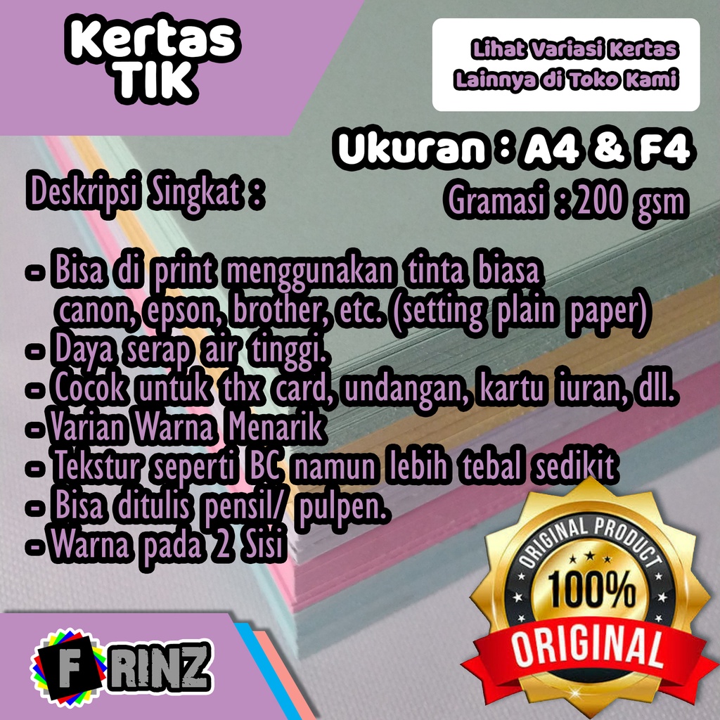 Jual Kertas Karton TIK F4 A4 Kartu Tic Kartoteek 200 Gsm | Shopee Indonesia