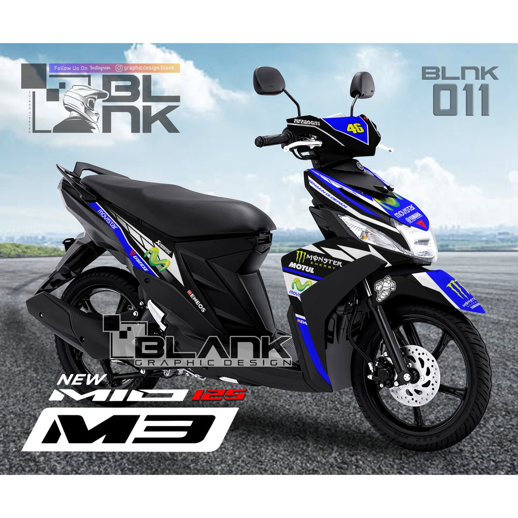 Jual Stiker Decal Motor Mio M3 125 - BLNK-011 Yamaha Blue Racing ...