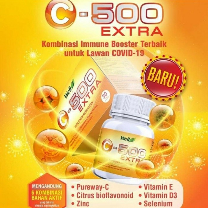 Jual WELL 3 C 500 EXTRA VITAMIN C SEPERTI ESTER C CNI KEMASAN BOX ISI 30 Tablet | Shopee Indonesia