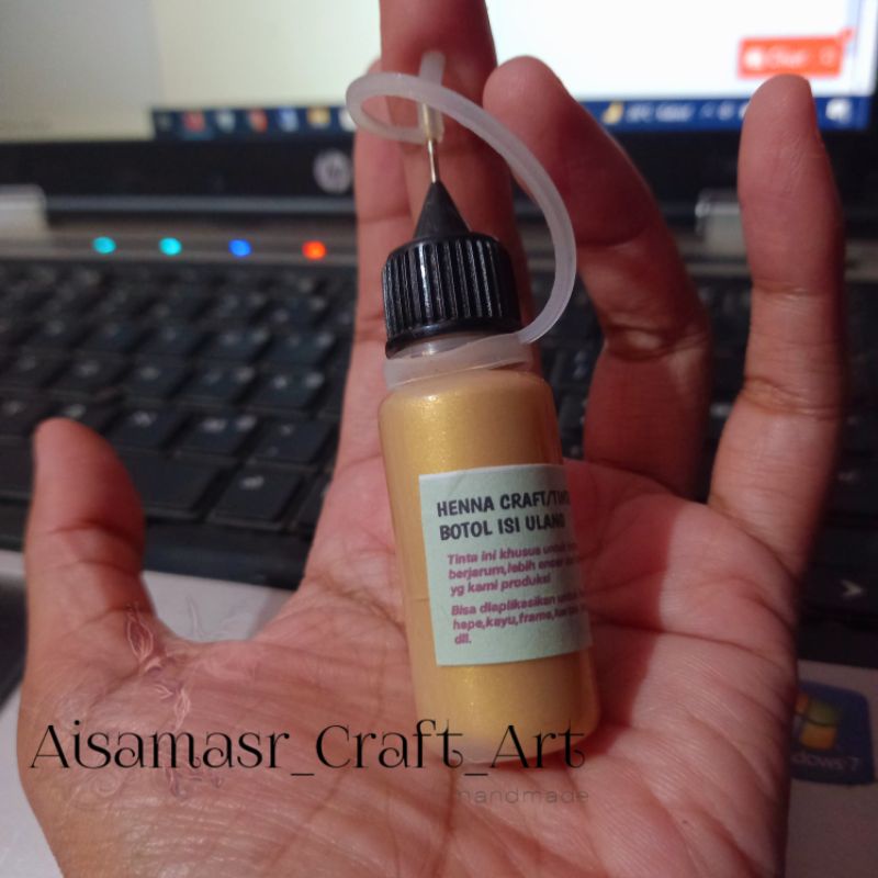 Jual Tinta Henna craft/ Henna benda dengan botol aplikator Gold ...