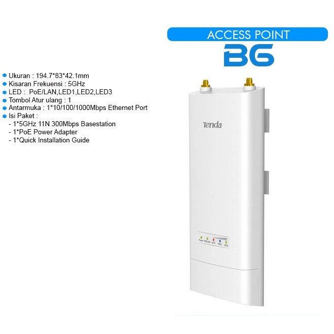 Jual Tenda B6 Wireless Access Point 5GHz 11n 300Mbps Basestation ...