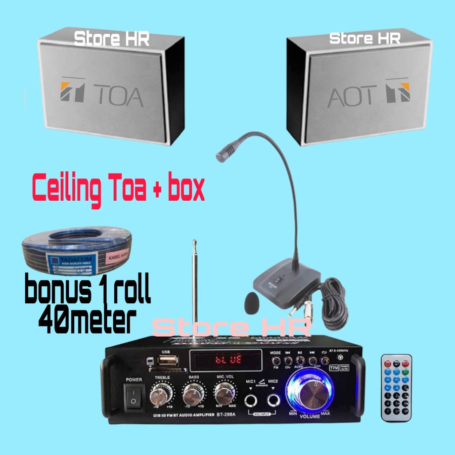 Jual paket speaker ceiling toa zs 062 ampli USB + mic meja dan box ...