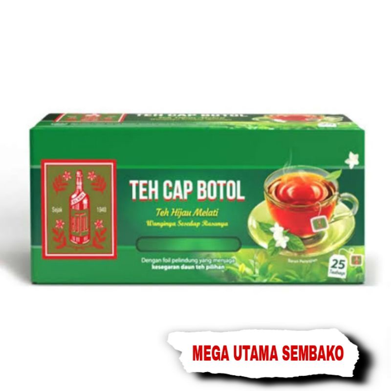 Jual teh cap botol 25 kantong / teh celup cap botol teh hijau melati ...