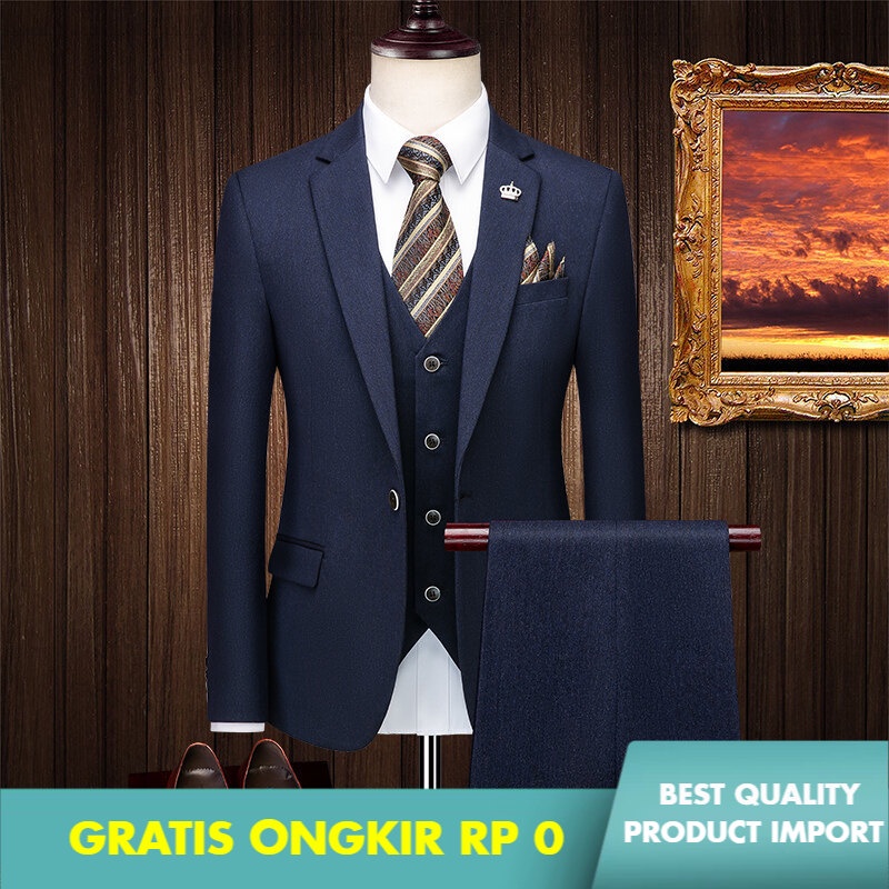 Jual Jas Pria Setelan Jas Pria Pria Suit Set Bisnis Kasual Bisnis Slim ...