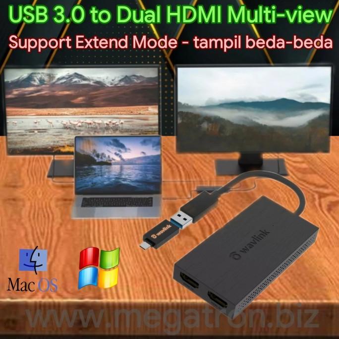 Jual Multiple Monitor Usb 3.0 To Dual Hdmi Extend Display 2 Monitor 4K ...