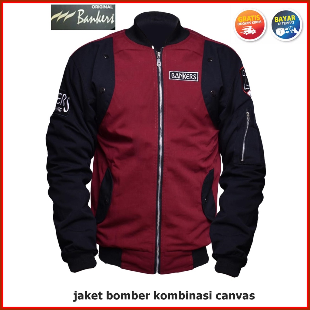Jual Jaket bomber pria original Bankers BKRS 004 jacket cowok kombinasi ...