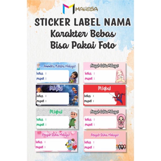 Jual LABEL NAMA CUSTOM LUCU/LABEL NAMA MATA PELAJARAN ISI 48 PCS ...