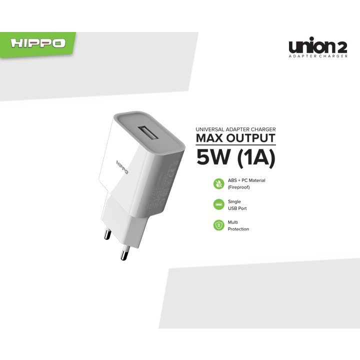 Jual Hippo Union 2 Adapter Charger 5W 1A Multi Protection Chip Garansi ...