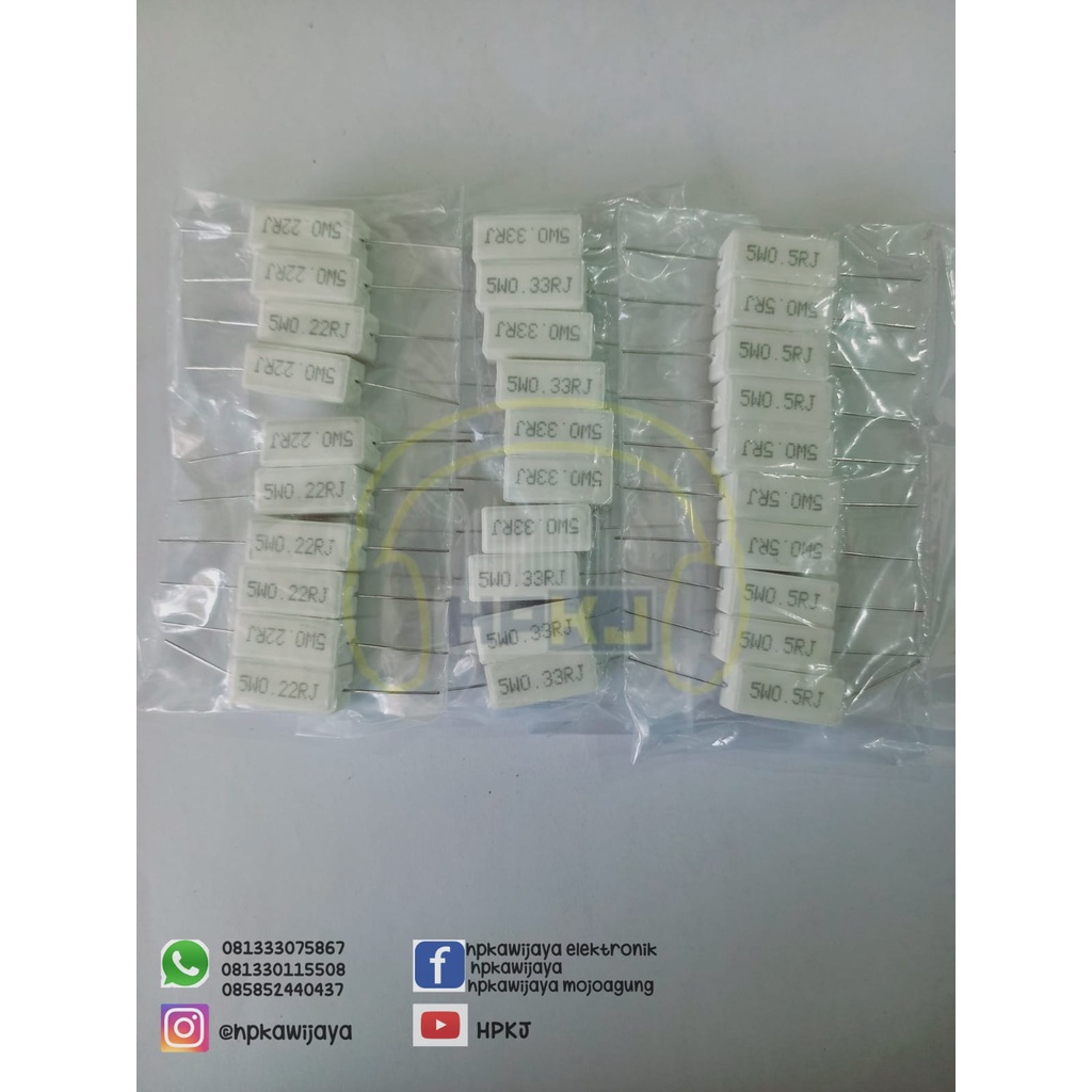 Jual PROMO!!! (10PCS ) RESISTOR KAPUR 5 WATT RESISTOR 5 WATT 5W R KAPUR 0.22 0.33 0.5 OHM ...