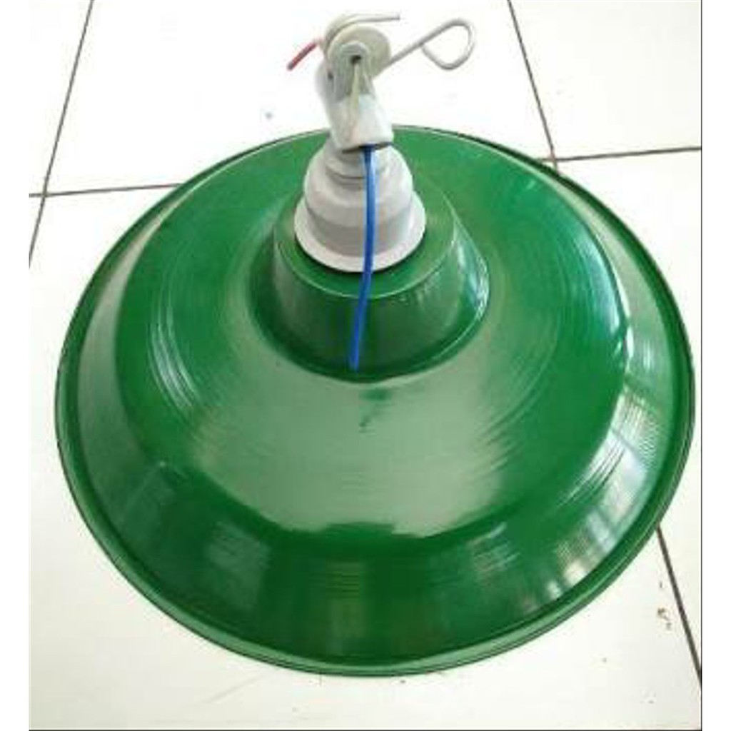 Jual [BESAR] PAKET LAMPU JALAN Hijau DIAMETER 30CM Fitting Gantung WD E27 tudung kap lampu anti ...