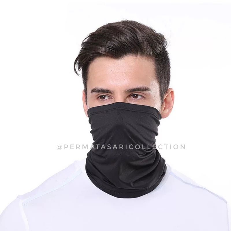 Jual Masker Buff Wajah Multifungsi Pria Wanita Hitam Polos Corak ...