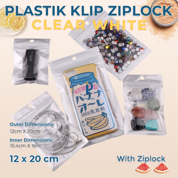 Jual Plastik Klip Putih 12cm X 20cm Kemasan Plastik Flat Bottom Ziplock ...