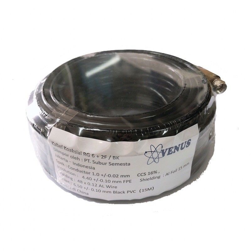 Jual Kabel Venus Parabola RG6 + Jack Konektor F5 20 Meter 5C Coaxial | Shopee Indonesia