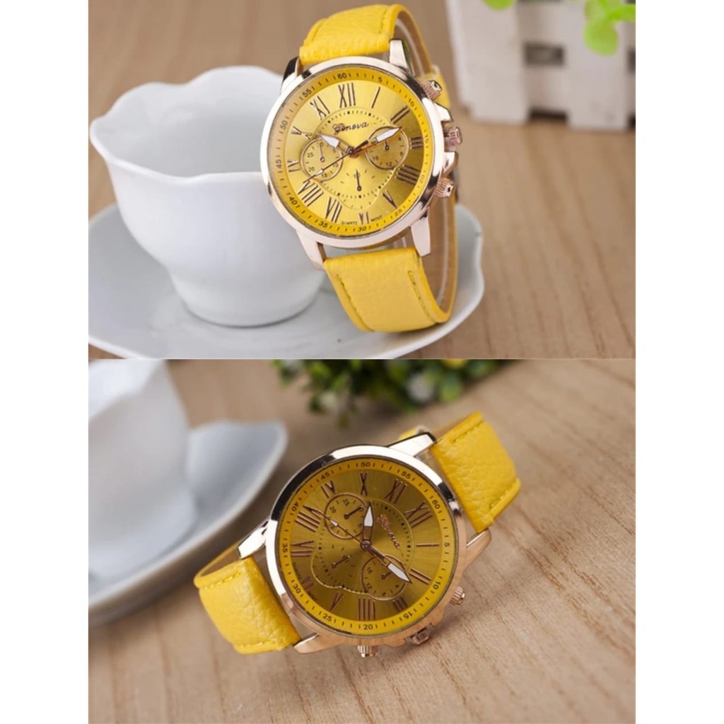 Jual Jam Tangan Geneva J 103 Leather Quartz Jam Fashion Wanita Jam Tangan Kulit Analog Cewek