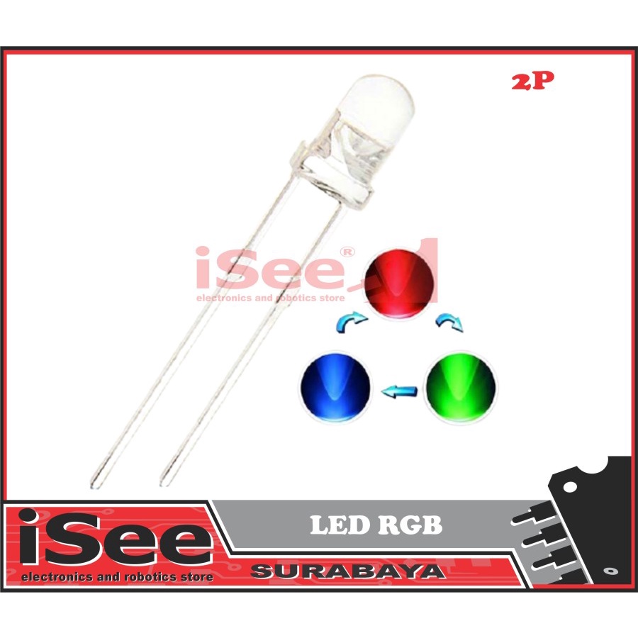 Jual LED RGB 5mm Clear Flash Bright 2p 2 pin 2pin Warna Colorful blink ...