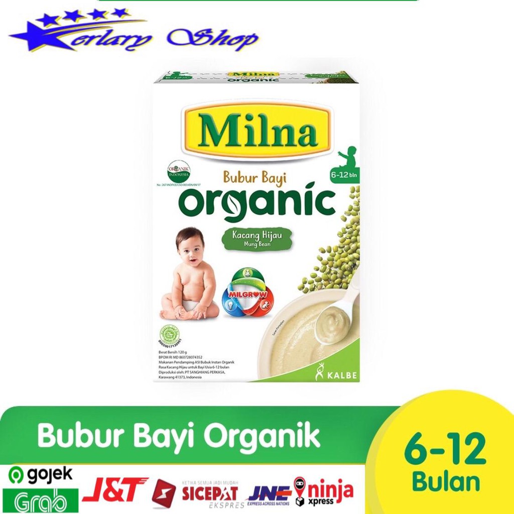 Jual Milna Bubur Organik 6 bulan 120gr RASA Kacang hijau, Beras Merah ...