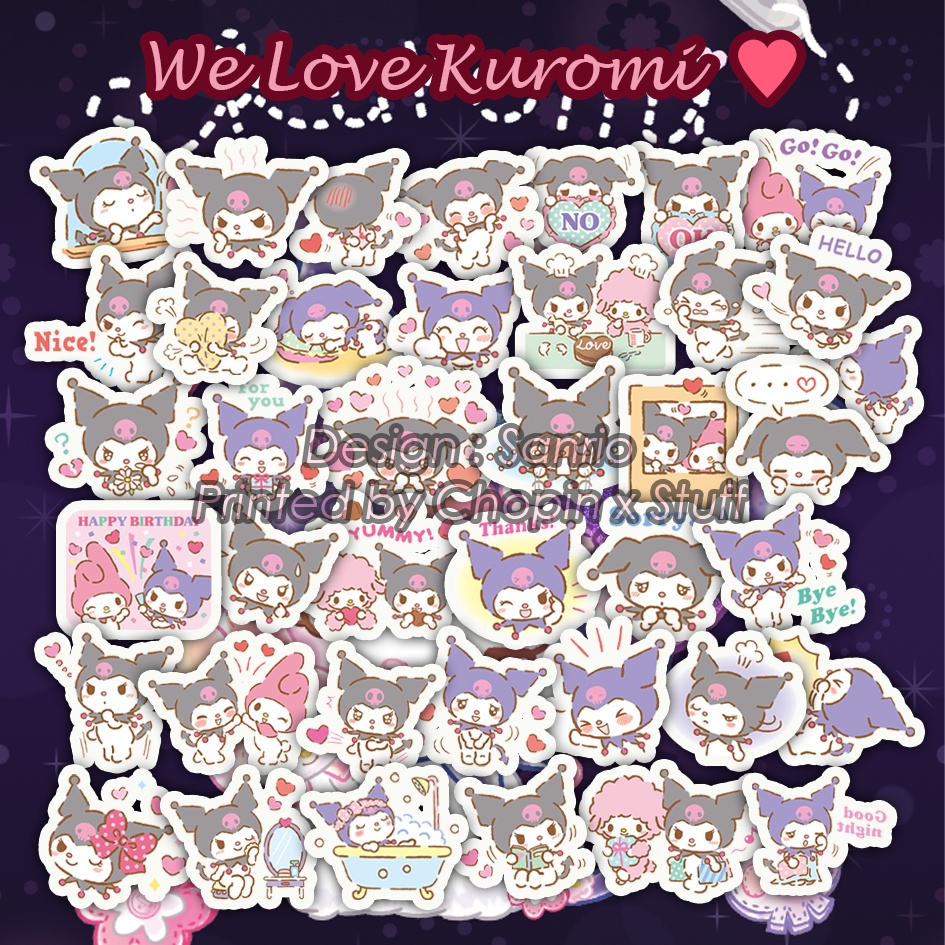 Jual Sticker Pack Waterproof Anti Air We Love Kuromi (Sanrio) / Stiker Cute Lucu Imut @40pcs ...
