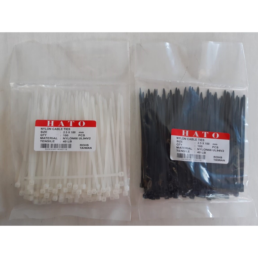 Jual Kabel Ties 2,5 x 100mm Hitam Putih 10cm - Cable ties Tali Ripet ...