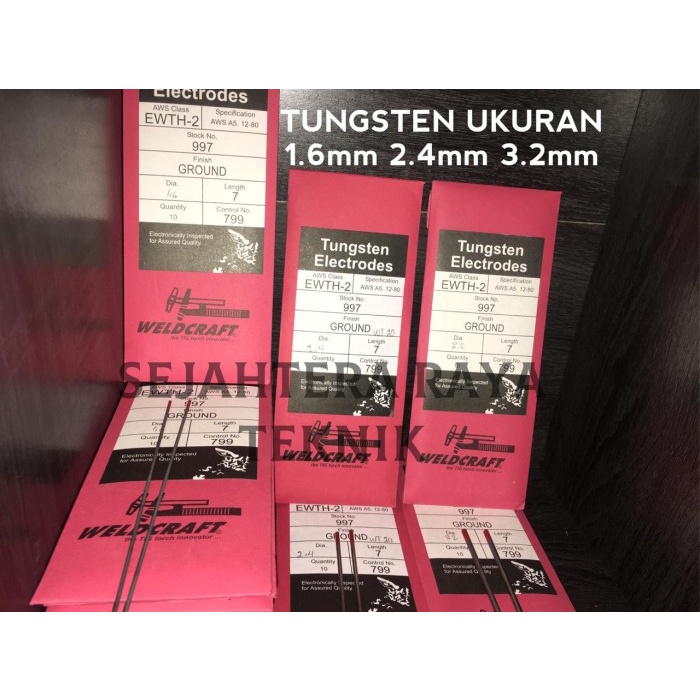 Jual Tungsten electrode las argon 2.4mm WELDCRAFT ( harga 1pack ...