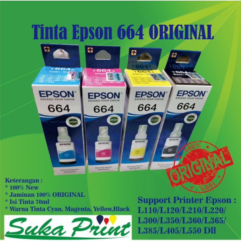 Jual Tinta Epson 664 ORIGINAL CMYK | Shopee Indonesia