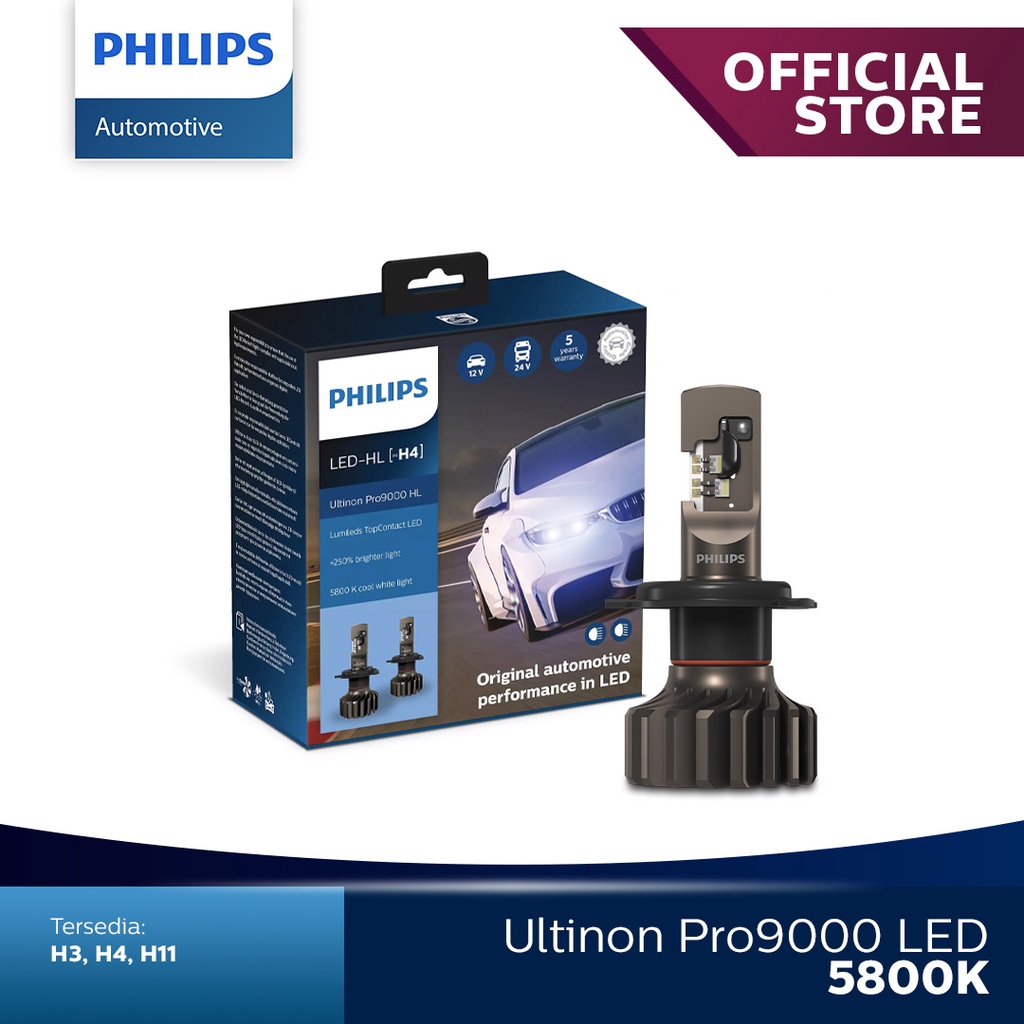 Jual Philips Led Ultinon Pro9000 H4 - 11342U90CW | Shopee Indonesia