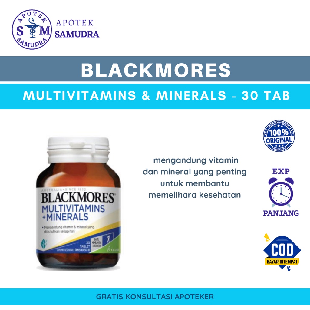 Jual BLACKMORES MULTIVITAMIN + MINERALS (vitamin daya tahan tubuh) - (30 caps) | Shopee Indonesia