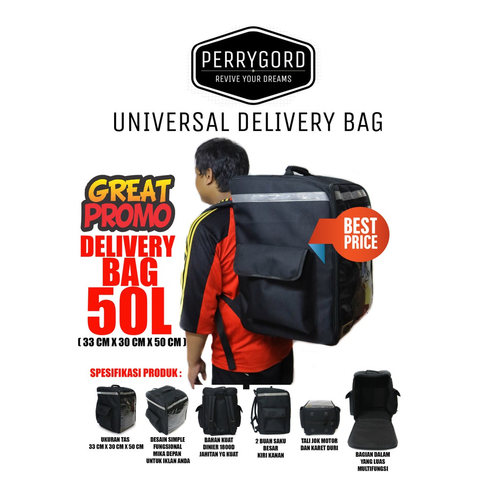 Jual TAS KIRIM BARANG Box Delivery Makanan 50 LITER FULL HITAM | Shopee ...