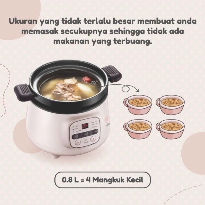 Jual EMILY Slow Cooker Claypot 0.8L | Baby & Family Food Maker / MPASI ...