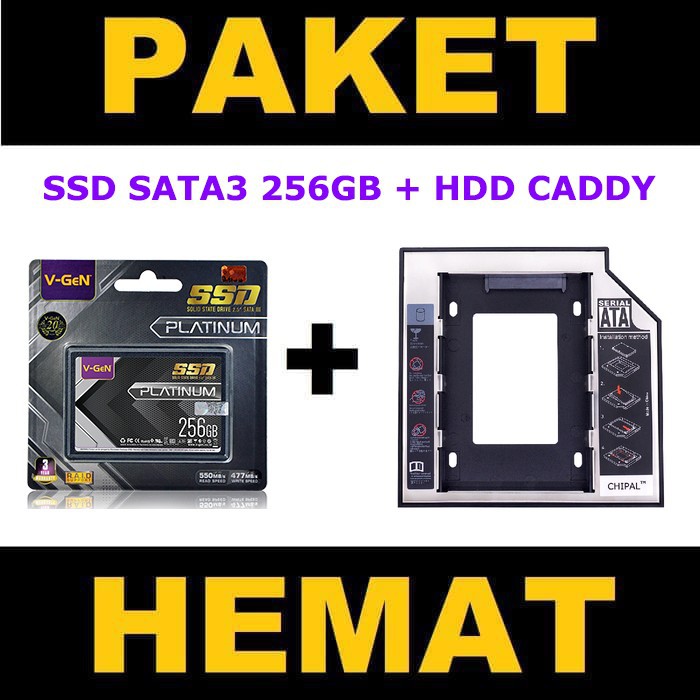 Jual SSD RESCUE PLATINUM 256GB V-GeN SATA 3 + HDD Caddy 12.7mm/9.5mm ...
