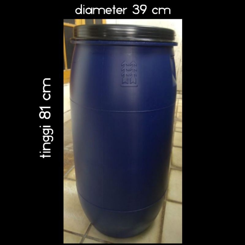 Jual drum plastik / tong sampah biru (bisa pakai kran) 60liter/120liter ...