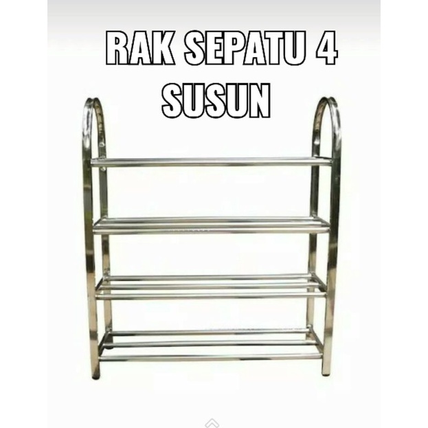 Jual RAK STAINLESS 4 SUSUN anti karat /Rak sepatu serbaguna elegant ...