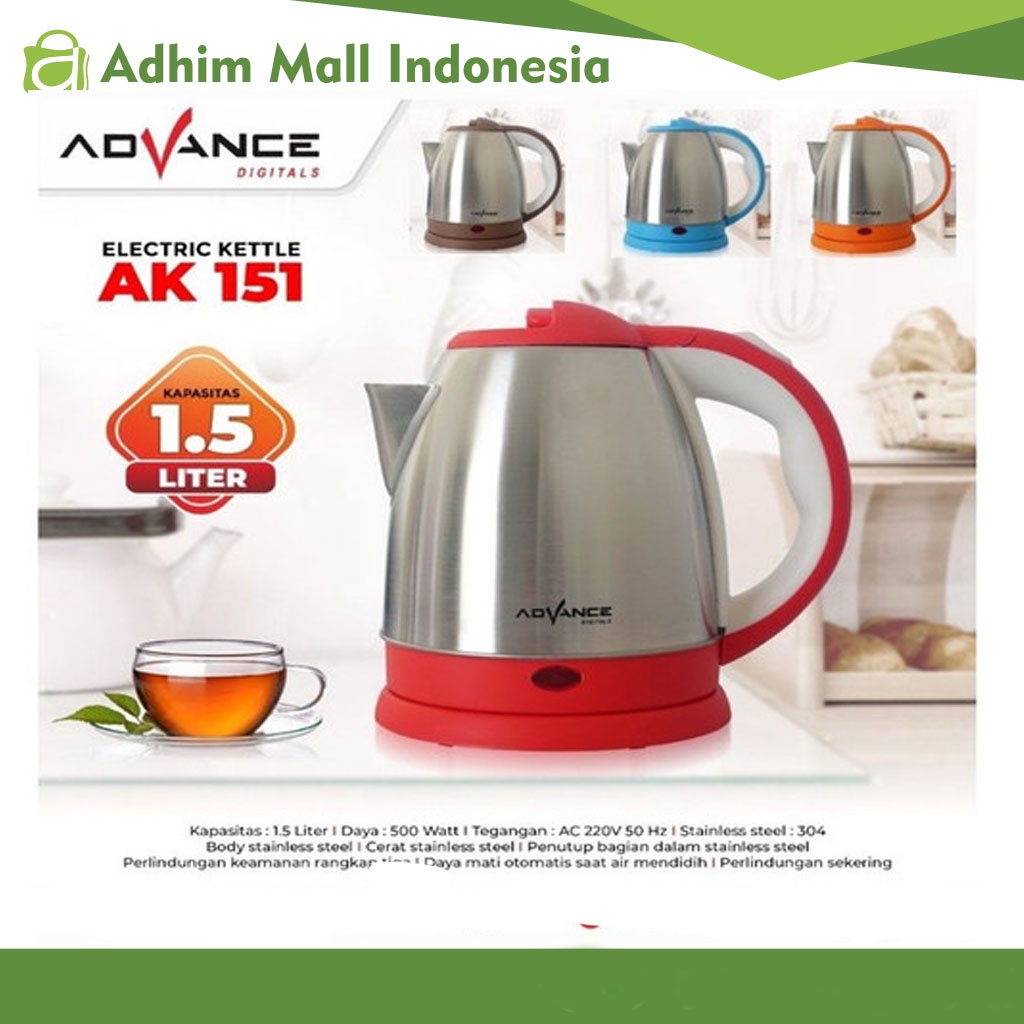 Jual ADVANCE KETTEL LISTRIK AK- 151 STAINLESS STEEL 1.5L | Shopee Indonesia