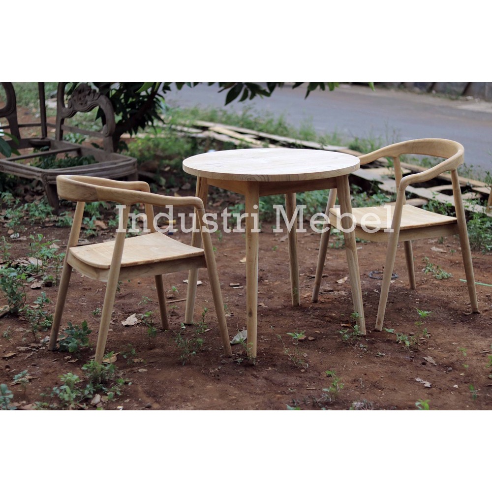 Jual Set Meja Makan Cafe Resto Bundar Jati Minimalis Retro Scandinavian - Kursi Cafe Harga Murah ...