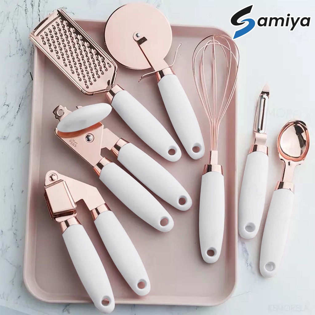 Jual kitchen gadget set 7pcs / paket lengkap alat dapur rosegold garlic ...