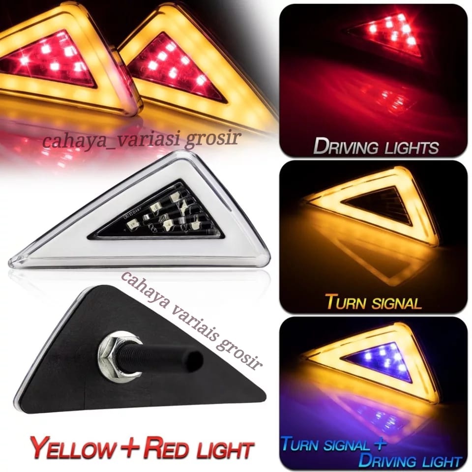 Jual Lampu Sein Tempel Segitiga LED TERANG KACA SMOKE Universal Buat R15 V2 V3/Cbr150r/Gsx150 ...