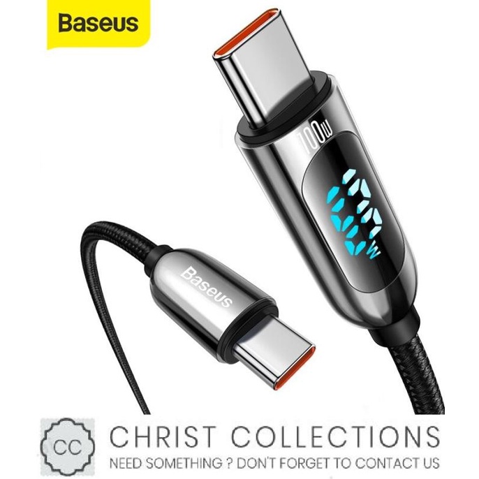 Jual BASEUS KABEL DATA TYPE C TO TYPE C FAST CHARGING 100W 5A LED ...