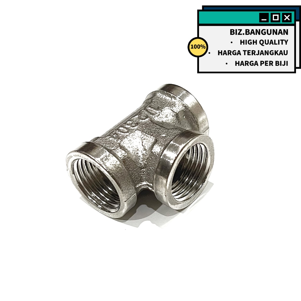 Jual TEE DRAT DALAM STAINLESS 1/2 - SAMBUNGAN KRAN PIPA SOK NEPEL T 3WAY | Shopee Indonesia