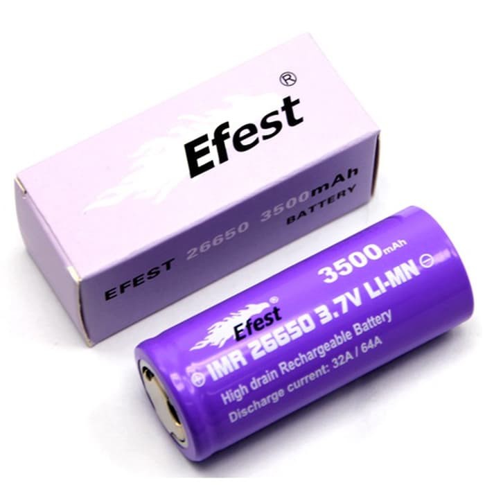 Jual Efest Purple IMR 26650 Li Mn Battery 3500mAh 3 7V 64A with Flat ...