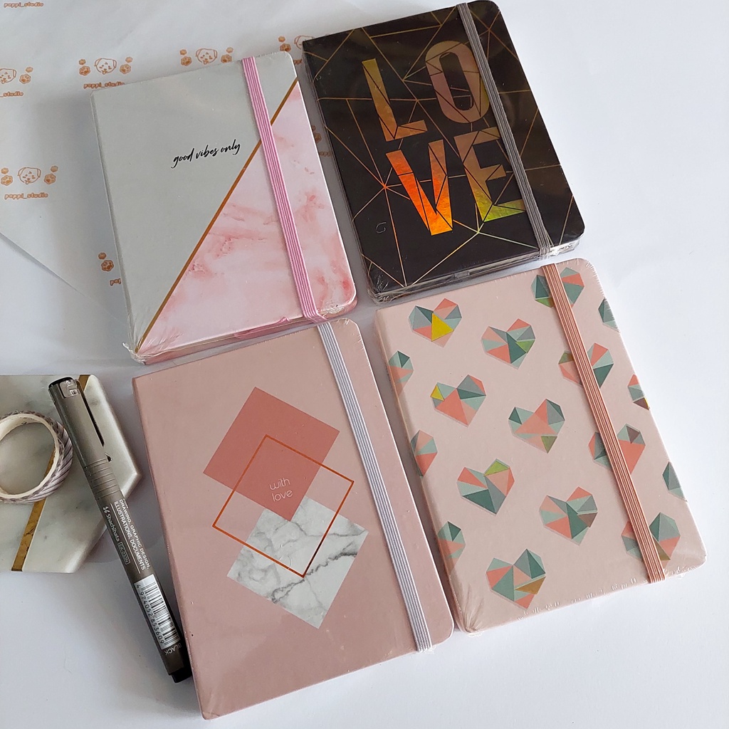 Jual Notebook Aesthetic Cover Pink Motif - Journal Book Hard Cover ...