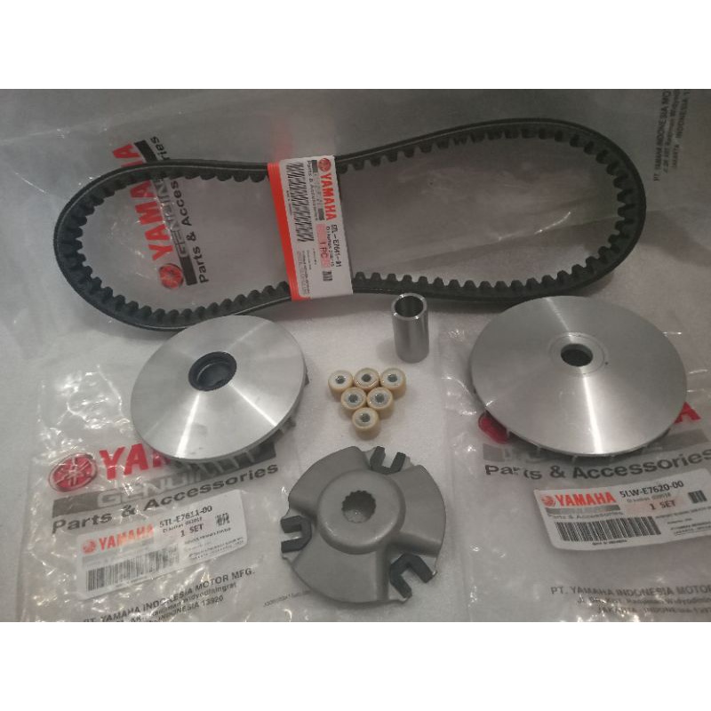 Jual PAKET CVT (V-BELT+ROLLER+RUMAH ROLLER+BOSS+TUTUP CAM+KIPAS) MIO SPORTY MIO SOUL FINO (5TL ...