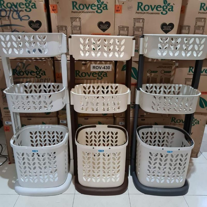 Jual Rovega Laundry Basket Rak Keranjang Baju Kotor RLB-300 Susun 3 ...