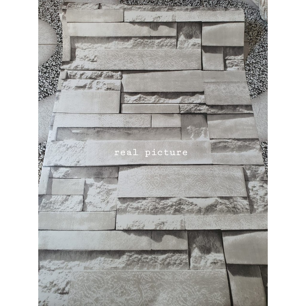 Jual Wallpaper sticker Panjang 9 meter, BATU ALAM GREY | Shopee Indonesia