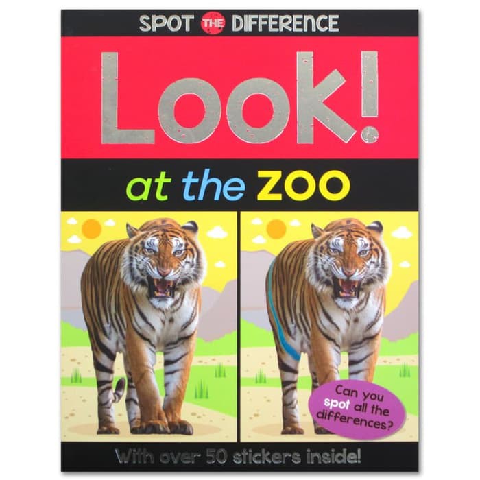 Jual Spot the Difference Look! At the Zoo (with over 50 stickers inside ...