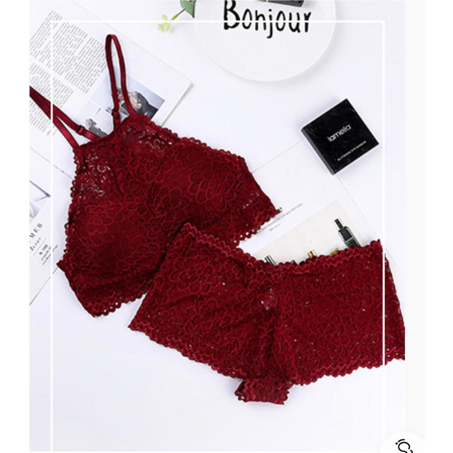 Jual 【 Lovely Mall 】LM032 Bra Motif Bunga Bra tanpa kawat Tanktop Renda ...