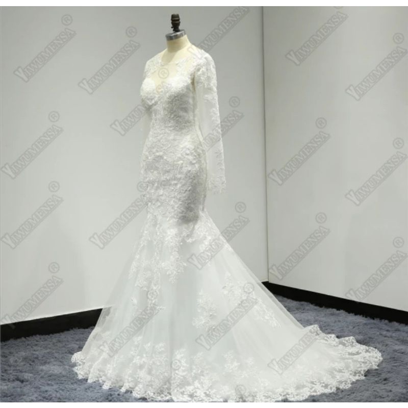 Jual gaun pengantin mermaid mewah simple satin bridal | Shopee Indonesia