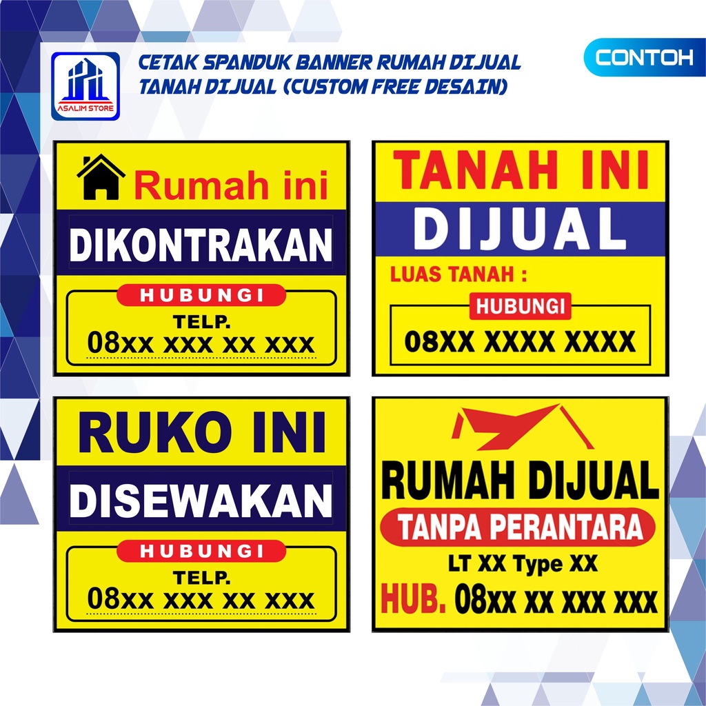 Jual Spanduk Rumah Dijual Backdrop Banner Jualan / Bener Tanah Dijual ...
