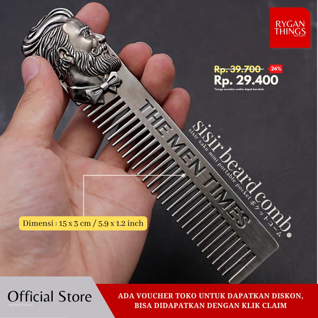 Jual The Men Times Sisir Mini Portable Pocket Mustache Beard Comb ...