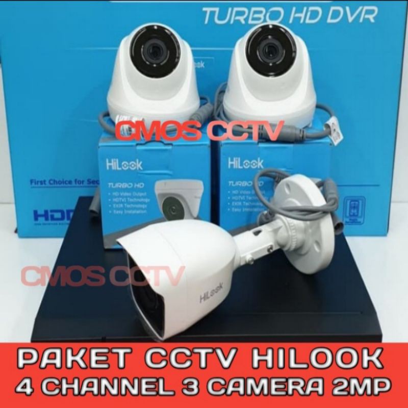 Jual PAKET CCTV HILOOK 2MP 4 CHANNEL 3 CAMERA KOMPLIT+HDD 500GB | Shopee Indonesia