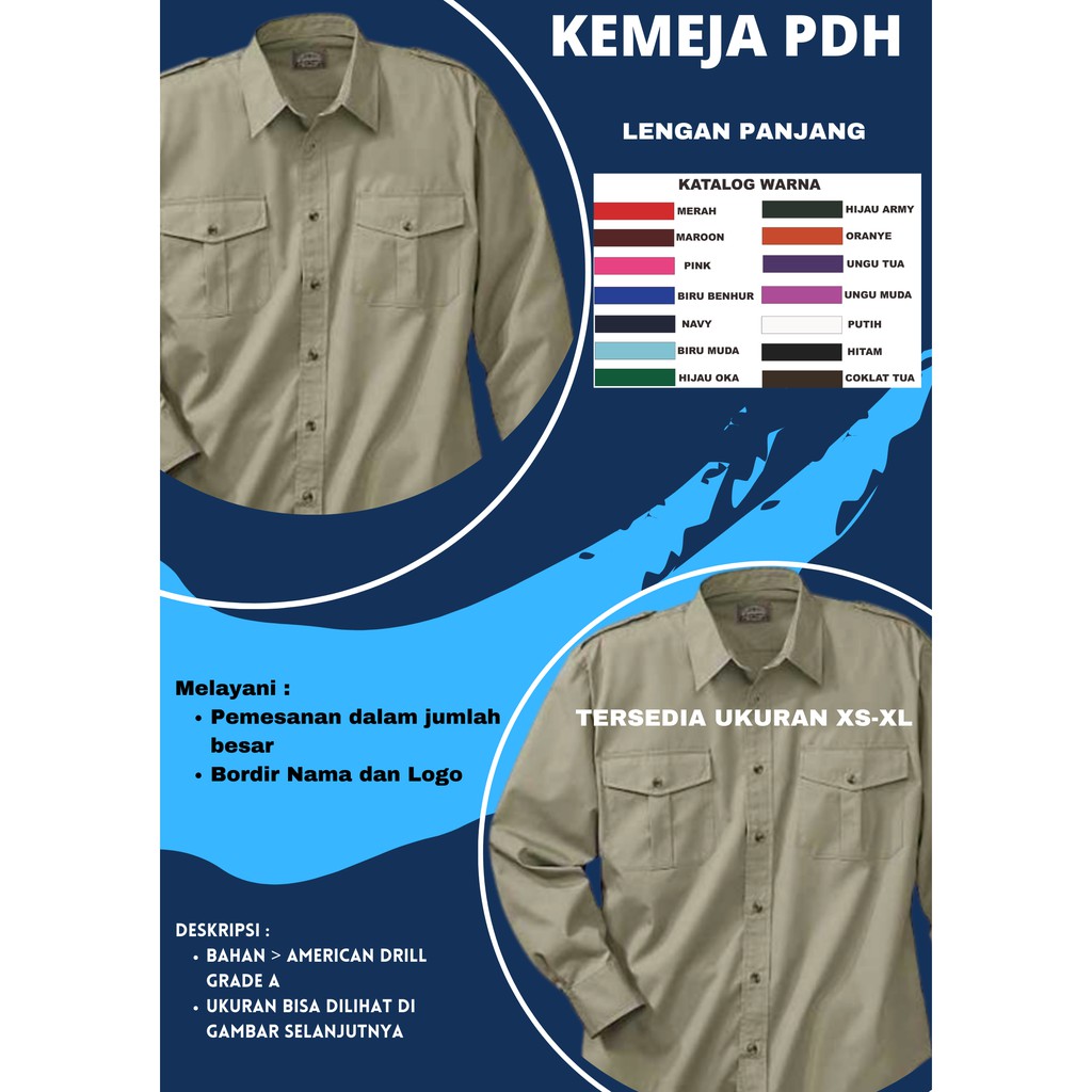 Jual Kemeja Outdoor Seragam PDH/PDL Lengan Panjang | Shopee Indonesia